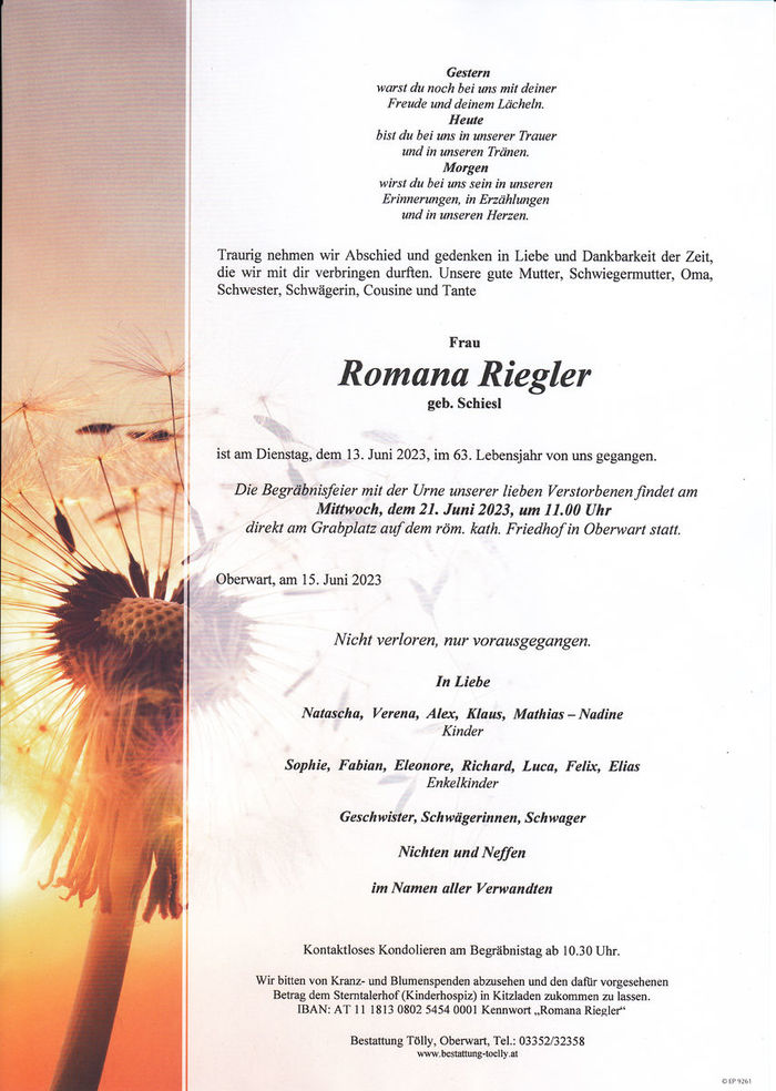 Bestattung TÖLLY: Wir trauern um