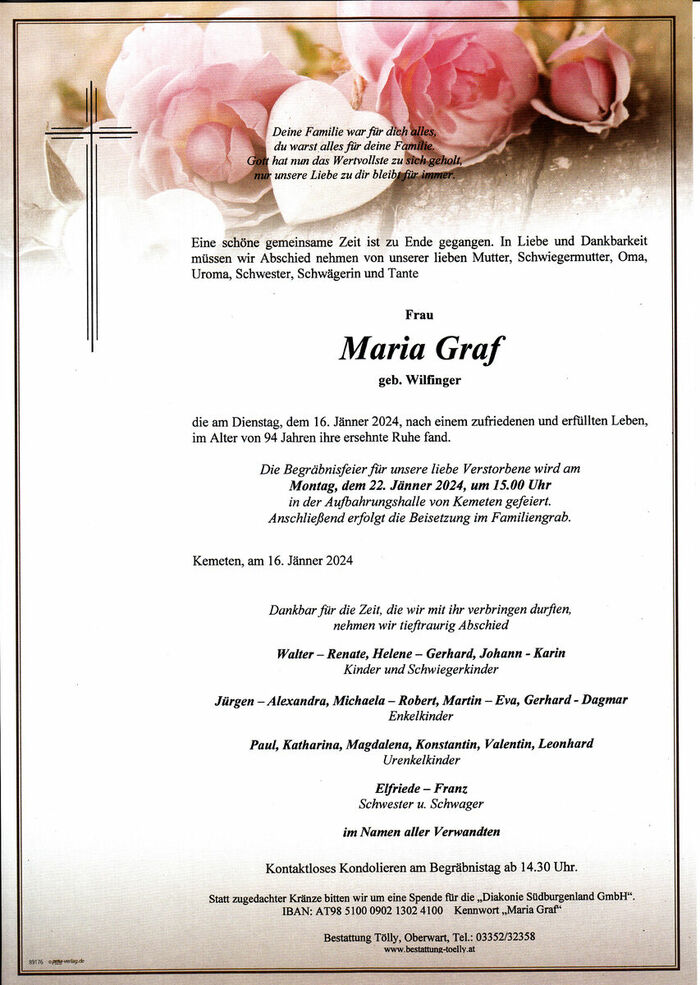 Bestattung TÖLLY: Wir trauern um