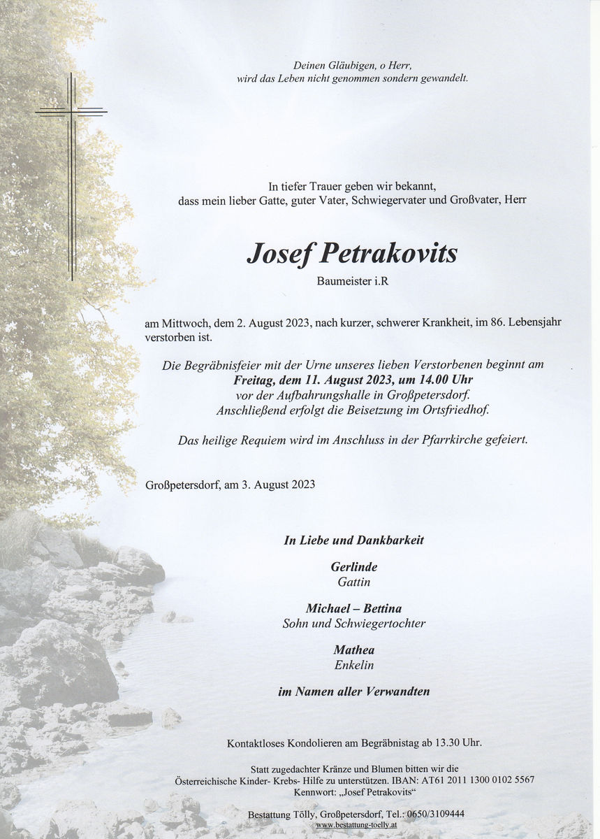 Bestattung TÖLLY: Wir trauern um