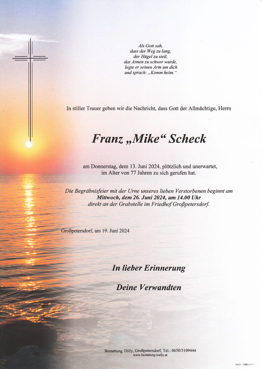 Bestattung TÖLLY: Wir trauern um