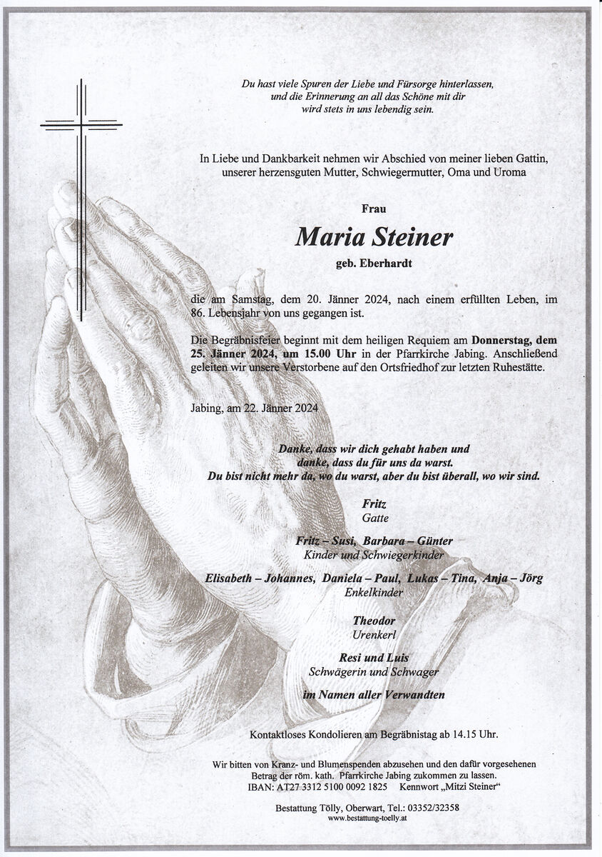 Bestattung TÖLLY: Wir trauern um